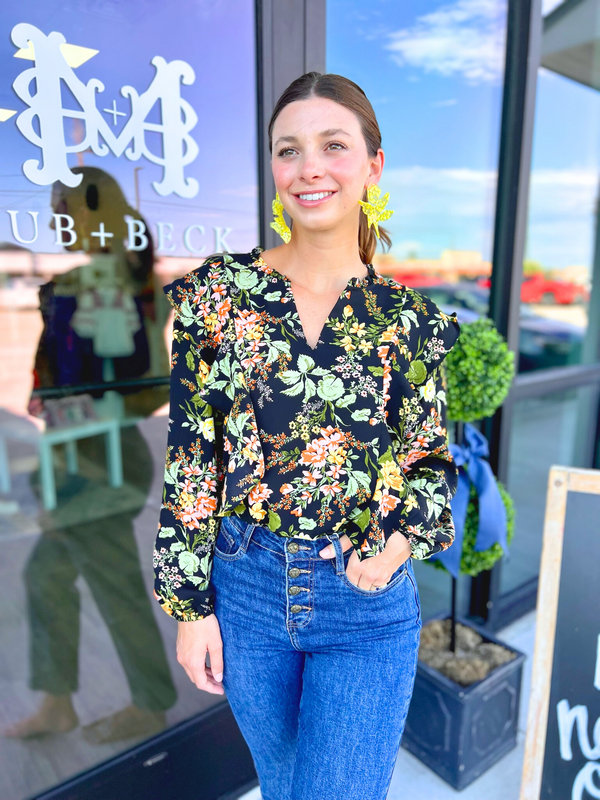 Dark Bloom Ruffle Top - Bub and Beck by Madison Taylor