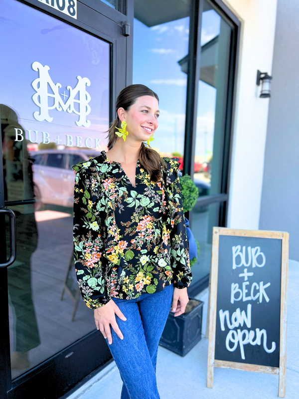 Dark Bloom Ruffle Top - Bub and Beck by Madison Taylor