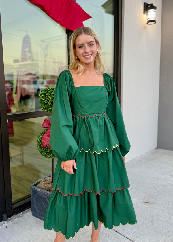 Emerald Scallop Tiered Maxi Dress - Bub and Beck by Madison Taylor